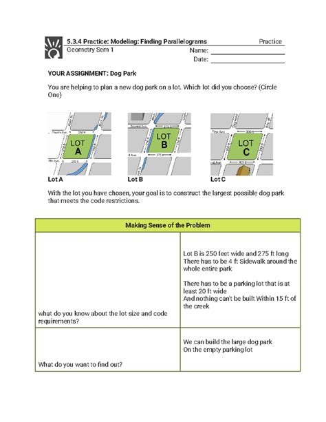 Properties Of Parallelograms Worksheet Including Answer Key Studocu