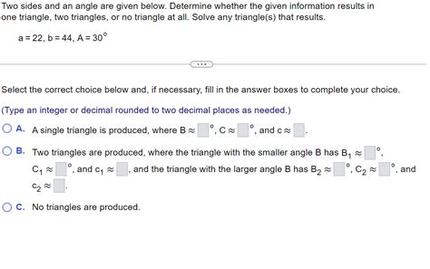 Solved Two Sides And An Angle Are Given Below Determine