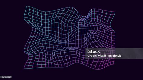 회고풍주의 스타일의 미래 물결 모양의 격자 기하학적 동적 파동 3d 기술 와이어프레임 벡터 일러스트레이션 베이퍼웨이브에 대한 스톡 벡터 아트 및 기타 이미지 Istock