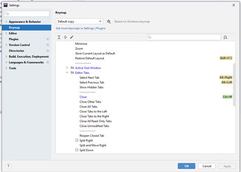 keyboard shortcut to close active file tab ides support intellij