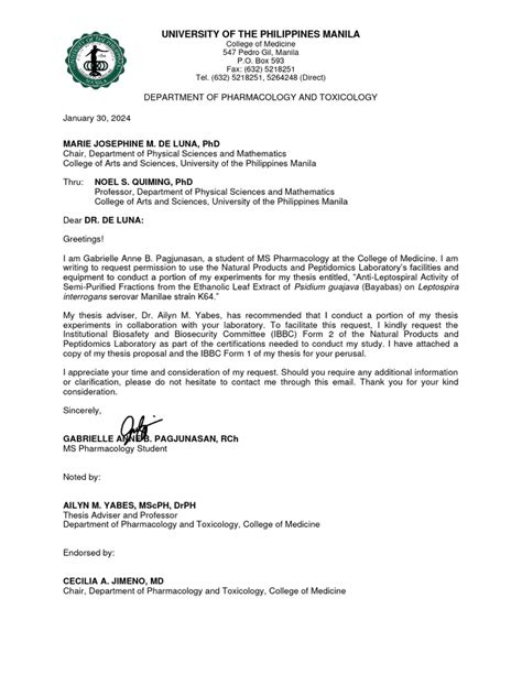 Letter Request For Facility Use Pdf