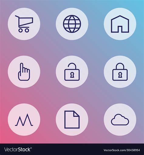 Interface Icons Line Style Set With Open Earth Vector Image