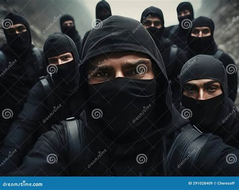 A Group Of Ninjas In Black Clothes Stock Image Image Of Ninja Girl