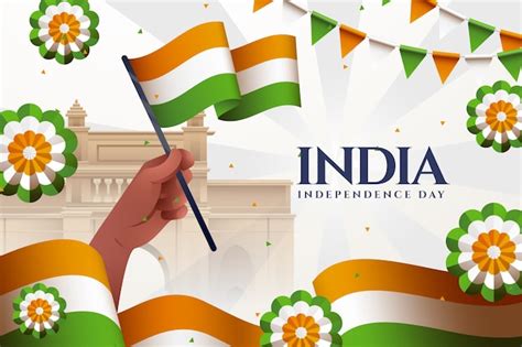 인도 독립 기념일 축하를 위한 현실적인 배경 무료 벡터