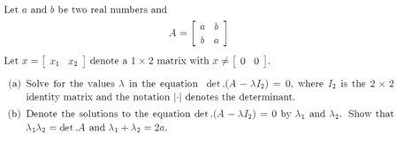 solved let a and b be two real numbers and a a [88] А b a