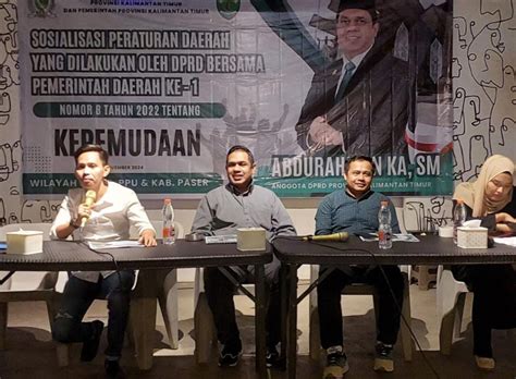 Abdurahman KA Sosialisasikan Perda Kepemudaan Untuk Pengembangan Potensi Pemuda Paser Radius