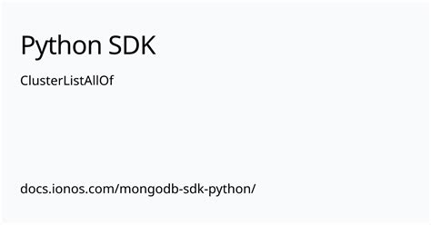 Clusterlistallof Python Sdk