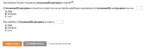 Solved The Solubility Product Constant For Chromium Iii