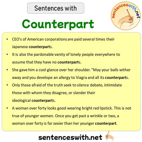 Sentences With Counterpart Sentences About Counterpart Sentenceswithnet