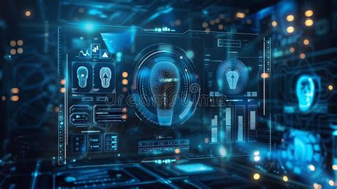 A Futuristic Interface Displaying Various Biometric Security Stock