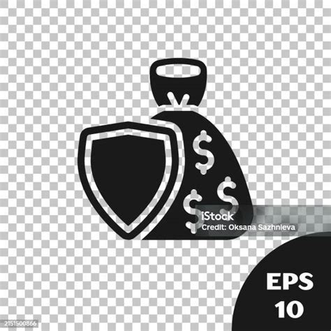 검은 방패와 돈 가방 와 달러 기호 아이콘 와 투명한 배경 고립된 통하고 있는 보안 방패 보호 자금 보안 개념 벡터 1위에 대한 스톡 벡터 아트 및 기타 이미지 Istock