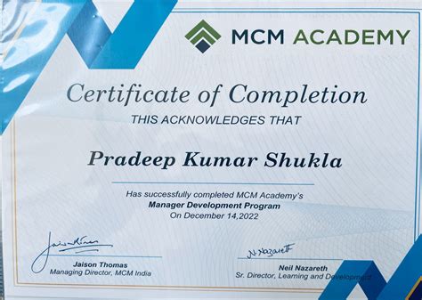 Completed Mcm Academy Pradeep Kumar Shukla