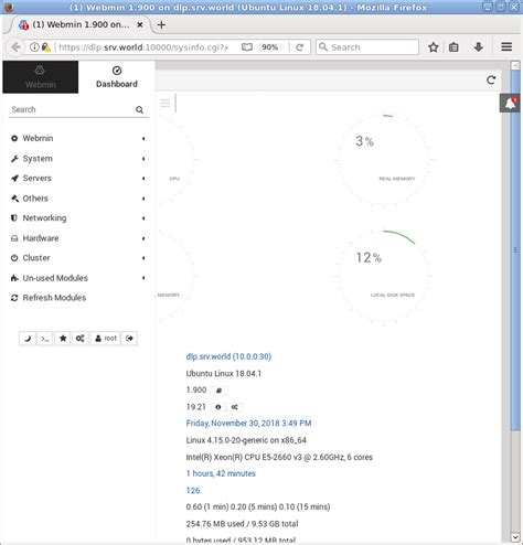 ubuntu 18 04 lts install webmin server world
