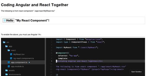 Angular React Together Codesandbox