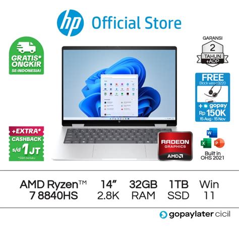 Promo Laptop Hp Envy X Amd Ryzen Radeon Gbram Tbssd W Home Inch Cicil X