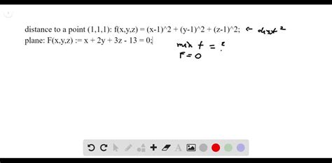 SOLVED Minimum Distance To A Point Find The Point On The Plane X Y Z Closest To The Point