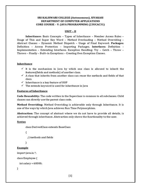 4305 File Java Notes Unit 2 Pdf Inheritance Object