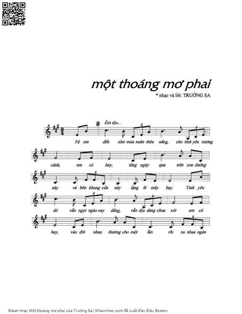 Sheet Một Thoáng Mơ Phai Pdf Lyrics And Chords