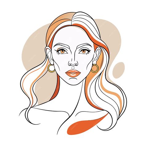 Continuous Line Drawing Of Portrait Of A Beautiful Womans Faces With