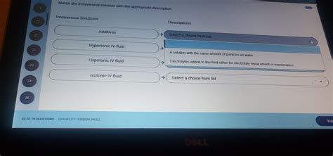 Solved Match The Intravenous Solution With The Appropriate