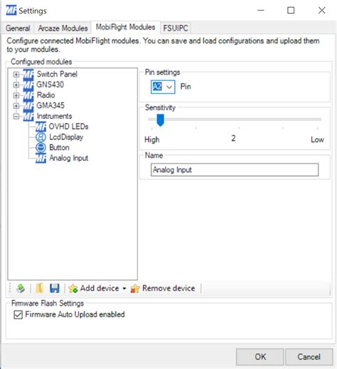 Pin Settings Pin Only Allows To Choose From The Analog