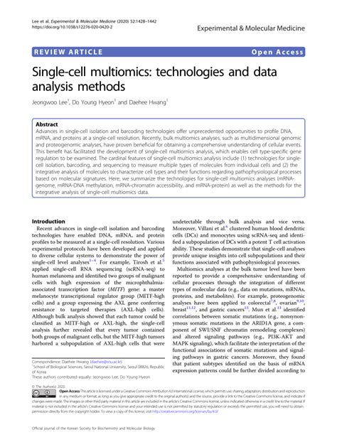 Pdf Single Cell Multiomics Technologies And Data Analysis Methods