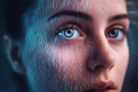 Premium Ai Image Persons Face Uses Of Computer Vision Technology To Analyze And Identify