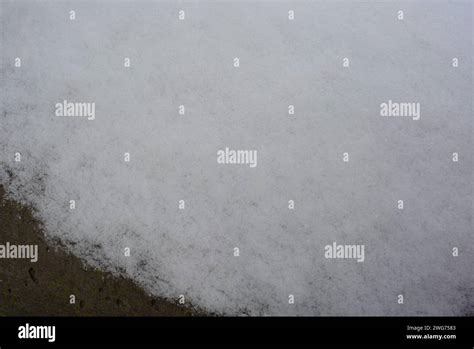Beautiful Snow Background Melting Snow On A Concrete Structure Concrete Wall With Gray Brown