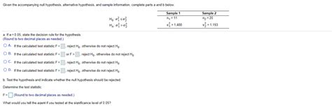 solved given the accompanying null hypothesis alternative