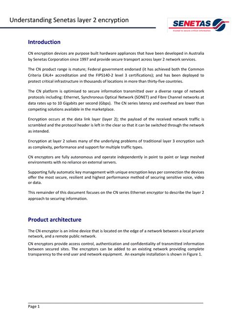 Understanding Senetas Layer 2 Encryption Pdf