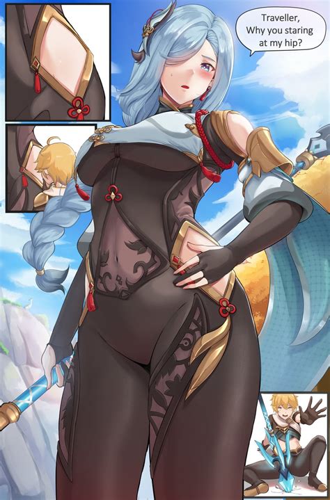 Aether And Shenhe Genshin Impact Drawn By Razzdrawing Danbooru