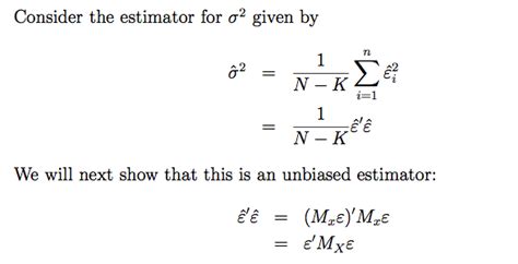 The Projection Matrix And Proof Of An Unbiased Estimator For Sigma Squared Cross Validated