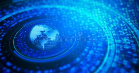 Orb Globe With 0 1 Digital Binary Number Blurry Background Sphere Of Earth Stock Illustration