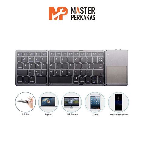 Jual Foldable Wireless Bluetooth Keyboard Touchpad Mp Lipat 3 Ipad Android Ios Windows