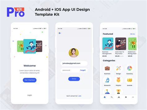 prokit android app ui design template kit by iqonic design on dribbble