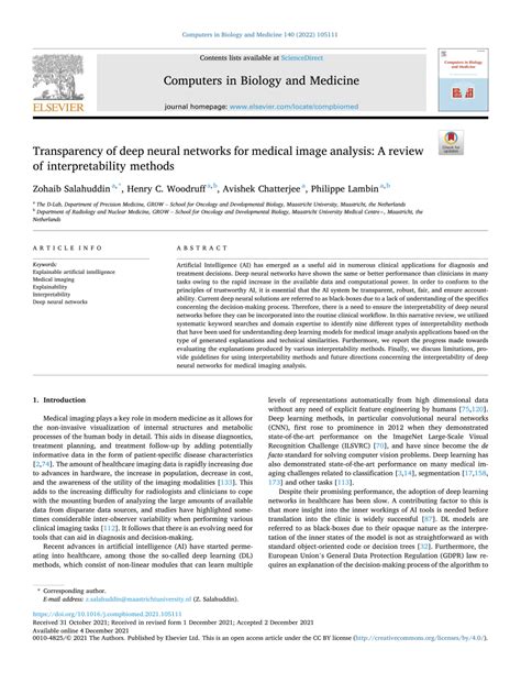 PDF Transparency Of Deep Neural Networks For Medical Image Analysis A Review Of