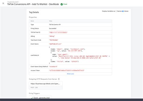 TikTok Events API Testing With TikTok App Throws Error Google Tag Manager Server Container