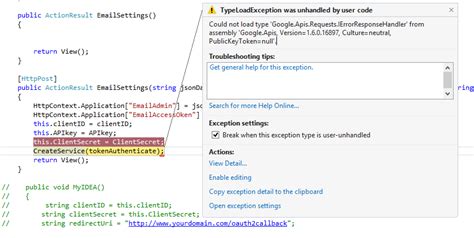 C Could Not Load Type Google Apis Requests Ierrorresponsehandler From Assembly Google Apis