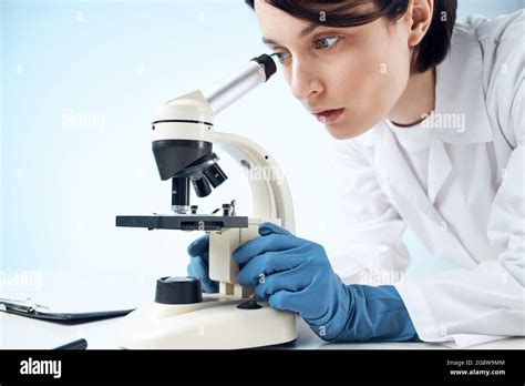 Female Doctor Laboratory Science Research Microscope Stock Photo Alamy