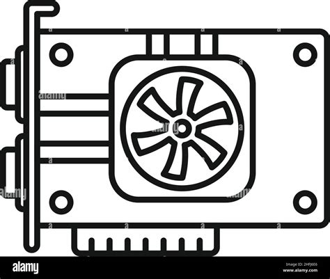Video Card Board Icon Outline Vector Computer Gpu Pc Fan Stock Vector Image And Art Alamy