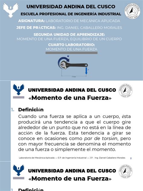 Lab 4 Momento De Una Fuerza Pdf Vector Euclidiano Esfuerzo De