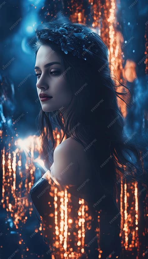 Premium Ai Image Girl Abstract Art Bleeding Blue Blue Theme Visually Stunning Beautiful