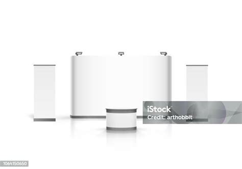 장면 회색 배경에 프레 젠 테이 션에 대 한 연단을 표시 합니다 벡터 일러스트 레이 션 3차원 형태에 대한 스톡 벡터 아트 및