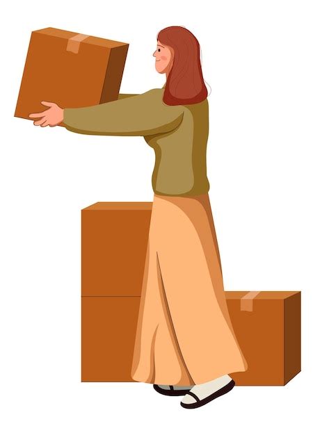 premium vector girl passing box