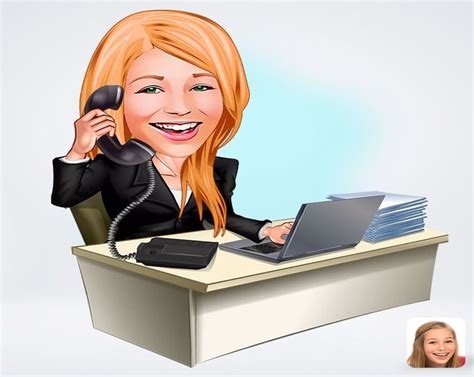 Personalized Female Assistant Drawing Female Assistant Cartoon Drawing Woman Assistant