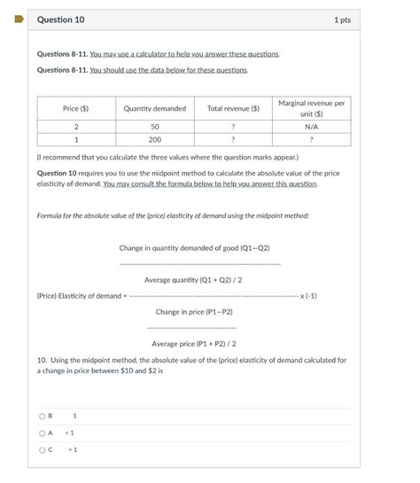 Solved Question 10 1 Pts Questions 8 11 You May Use A Chegg Com
