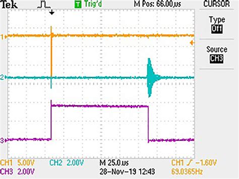 Oscilloscope Screen Of The Captured Voltages In Drain Of The Mosfet Of