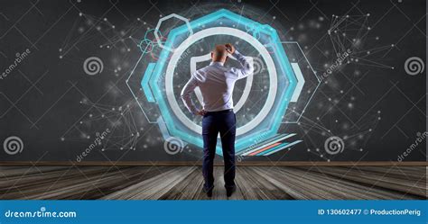 Man Holding A Shield Web Security Concept D Rendering Stock Image Image Of Safe Antivirus