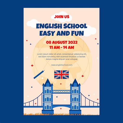 Free Vector English School Poster Template