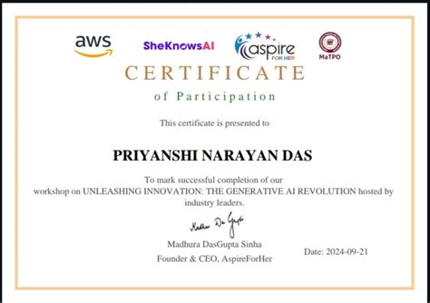 Priyanshi Das On Linkedin Aws Sheknowsai Aspireforher Matpo